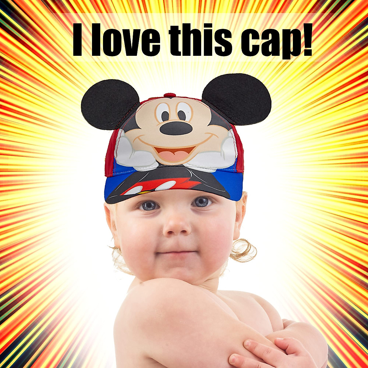 Disney Baby Boys Mickey Mouse Red and Blue Cotton Baseball Cap - Age 12-24 Months
