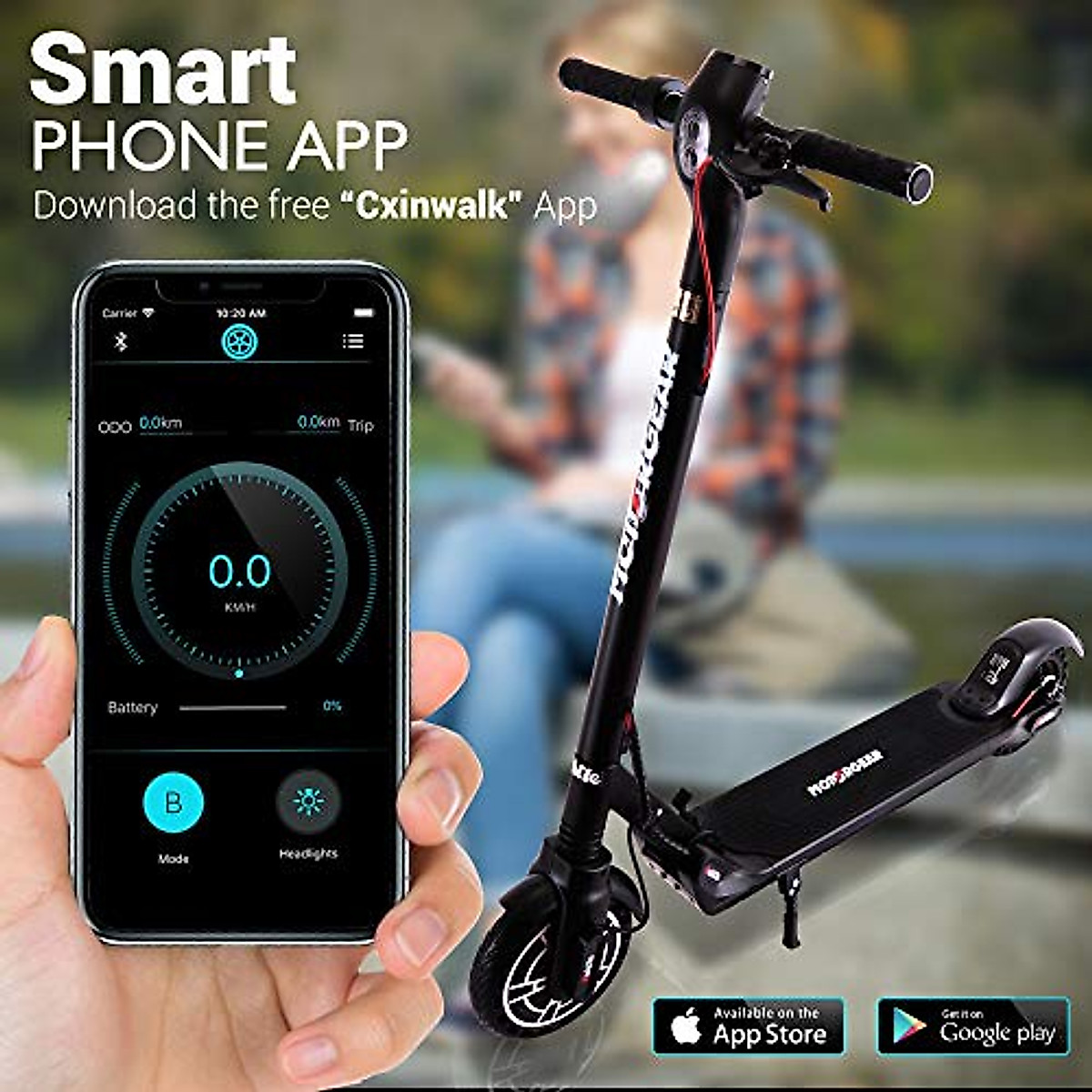 Folding Electric Scooter for Adults - 300W Brushless Motor Foldable Commuter Scooter w/ 8.5 Inch Pneumatic Tires, 3 Speed Up to 19MPH, 18 Miles, Disc Brake & ABS, for Adult & Kids - Hurtle HURES18-M5