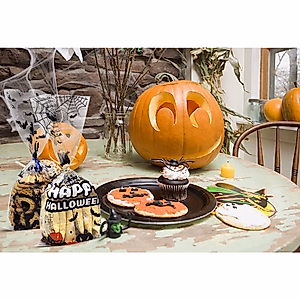 Hidreas 120 PCS Halloween Cellophane Bags Halloween Treat Bags with Ties for Candy Cookie Goodies Gift Favor Halloween Party