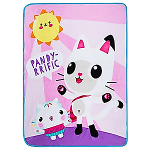Gabby's Dollhouse Cakey And Pandy Kids Bedding Super Soft Micro Raschel Throw, 46 in x 60 in, By Franco