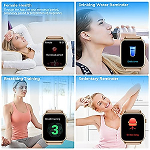 Smart Watch for Men Women, 2023 Upgraded Smartwatch with Blood Pressure Heart Rate Monitor 1.9" Touch Screen Bluetooth Watch(Make/Answer Call), IP67 Waterproof Smart for Android iOS Phones Gold