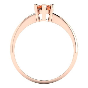Clara Pucci 0.9ct Pear Cut Solitaire Stunning Genuine Red Diamond Bridal Designer Wedding art deco Anniversary Ring 14k Rose Gold 4.25