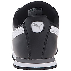 PUMA boys Roma Basic JR Sneaker, Black/White/Puma Silver, 7 M US Big Kid