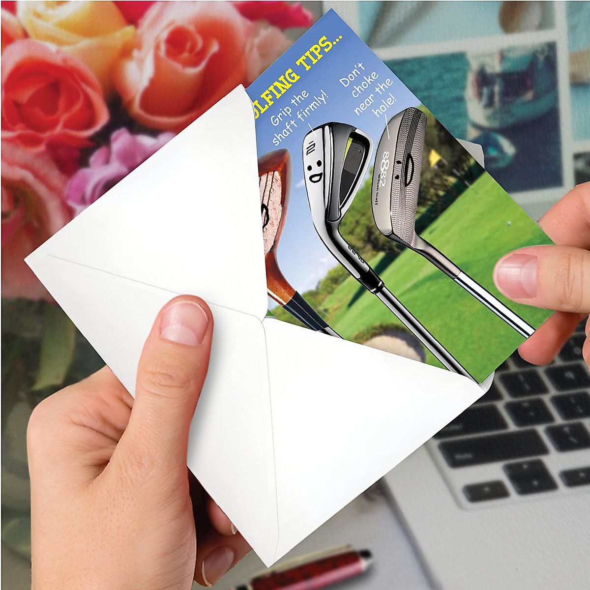 NobleWorks Pack of 3 Humorous Birthday Greeting Cards with Envelopes (1 Design, 3 Each) Birthday Golfing Tips Birthday C9002BDG-C3x1