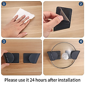 ywchoshe 6 Pairs Pot Lid Organizer, Adjustable Wall Mount Pot Lid Holder Organizer, Kitchen Cabinet Door Organizer Pot Lids Holder Hangers for Kitchen Wall Inside Cabinet Door, Black