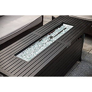 Legacy Heating 57 Inch Propane Fire Pit Table, 50000BTU Outdoor Gas Fire Pit, 2 in 1 Rectangular Firepit Extruded Aluminum w/ Lid, Glass Beads, ETL Certified for Gatherings on Garden Backyard, Mocha.