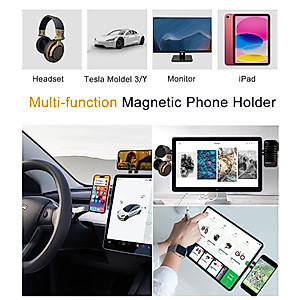 Jkoailiwi Magnetic Laptop Phone Holder for All Phones, New Upgraded Adjustable Desktop Monitor Side Laptop Holder, Slim Portable Laptop Mount Compatible with Magsafe iPhone 14/13/12 Series, Silver