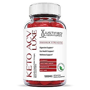 Justified Laboratories Luxe Keto ACV Gummies 1000MG with Pomegranate Juice Beet Root B12 60 Gummys (300 Count)