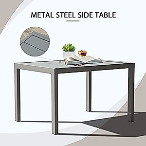 Domi Pool Lounge Chairs Set of 3, Adjustable Aluminum Outdoor Chaise Lounge Chairs with Metal Side Table, All Weather for Deck Lawn Poolside Backyard -Beige Textilene