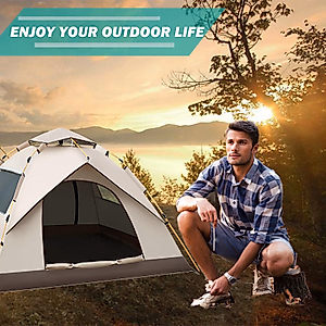 2-3 Person Camping Tent, Waterproof Family Tent for Camping, Instant Easy Up Double Layer Anti-UV 2 Windows 2 Doors-Instant Family Tents for Camping Hiking & Traveling