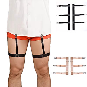 Bexicsea 2pairs Mens Shirt Stays For Shirt Tucking,Adjustable Elastic Holder Shirt Garters(2Black+2Beige) …