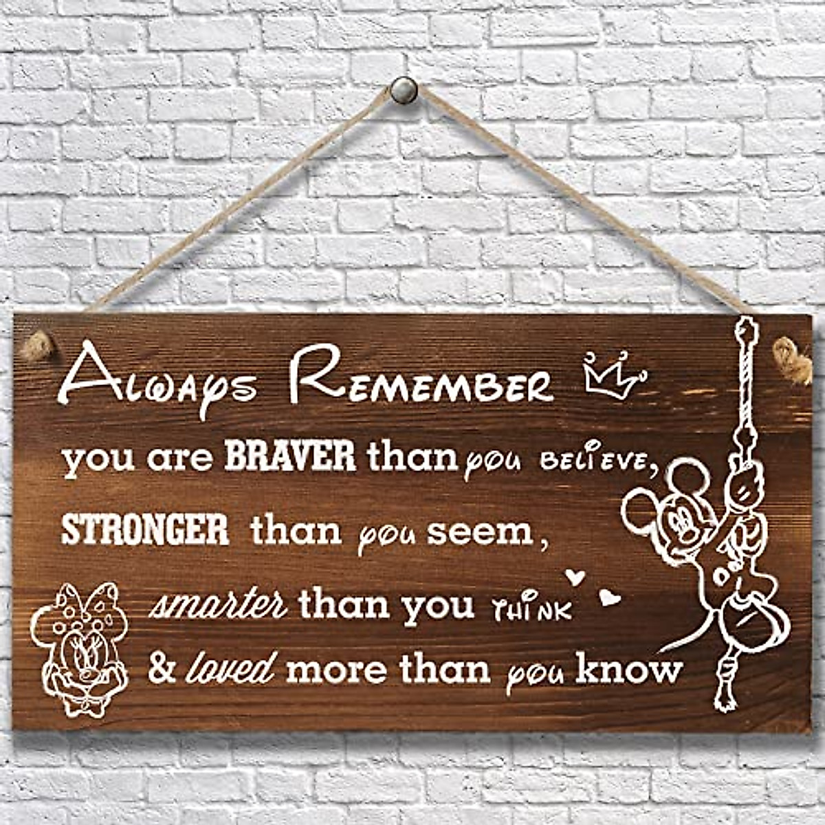 Minnie Mouse Wooden Inspirational Hanging Sign Plaque, Mickey Theme Home And Get Well Soon Decor,Disney Theme Gifts For Women, Best Friend,Kids 6"X12"