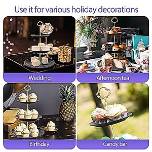 Lucky Will Black and Gold Cupcake Stand for 12 Cupcakes 3 Tier Cake Stand for Party Supplies Decorations Tiered Dessert Stand Serving Tray for Birthday Graduation Halloween Christmas