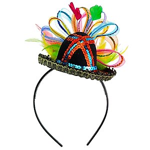 Skeleteen Womens Fiesta Sombrero Headband - Mexican Fancy Fascinator Girls Hair Accessories for Kids and adults
