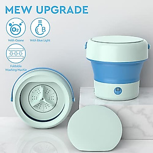 Outarsi Mini Foldable Portable Clothes Washing Machine, With Ozone and Blue Light, 4.8L, for Small Underwear, Socks, Towel or Small Items, RVs Travel Laundry, Apartment, Dorm, Camping - Blue