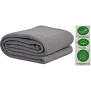 EUROTEX 100% Cotton Blanket Diamond Weave King 108 x 90 inches - Summer Lightweight Soft Breathable Blanket - Perfect for Layering for Couch Bed Sofa - Elegant Home Decoration, Light Grey