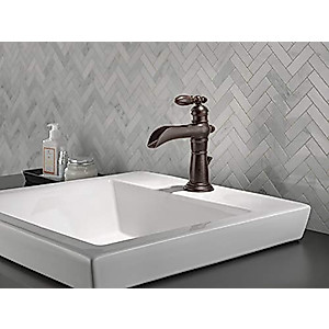 Delta Faucet Victorian Bronze Bathroom Faucet, Single Hole Bathroom Faucet, Waterfall Faucet, Single Handle, Metal Drain Assembly, Venetian Bronze 554LF-RB