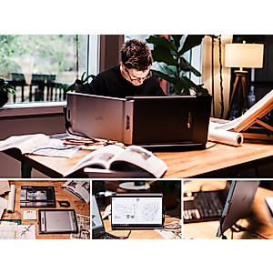 Duex Max Grey Portable Monitor with Adhesive, New Mobile Pixels 14.1" Full HD 1080P IPS Auto Rotated Laptop Screen Extender, USB A/Type-C USB Powered Plug and Play (1 Max Grey and 12* Adhesive)