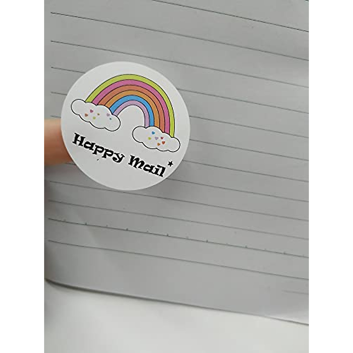 Rainbow Happy Mail Stickers 1.5 Inch Mailing Sticker - 500 Pcs Thank You Labels for Small Shops , Shipping Package Lables Decorative Flower Boutiquets Envelope Sealings