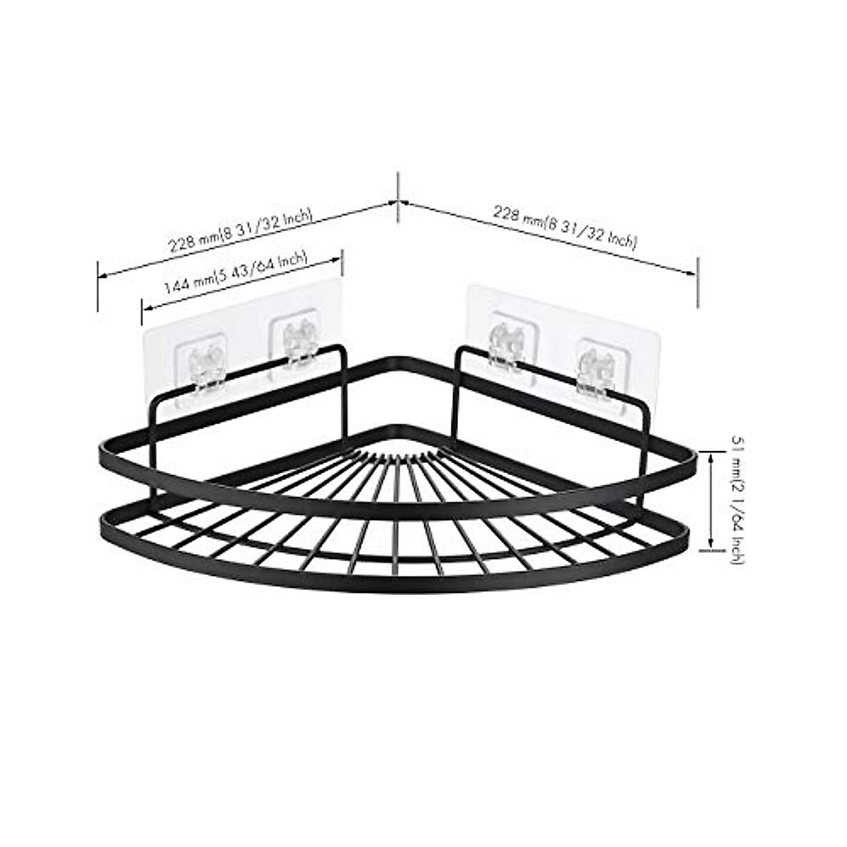 KES Shower Caddy Corner, Self-Adhesive Shower Corner Shelf, Stainless Steel Shower Organizer Matte Black 2 Pack, BSC219DF-BK-P2