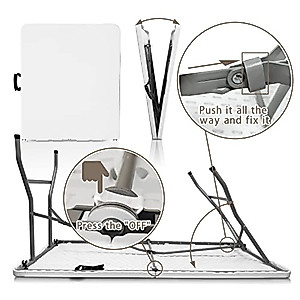 Bi-Fold Plastic Folding Table, 5 FT Folding Table, Plastic Portable Tables for Dining Parties Card Picnic Camping, Granite White