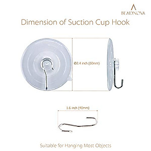 BEADNOVA Suction Cups for Glass 2.5 Inches Suction Hooks Window Suction Cups with Hooks for Home Kitchen Bathroom Wall (12 Packs)