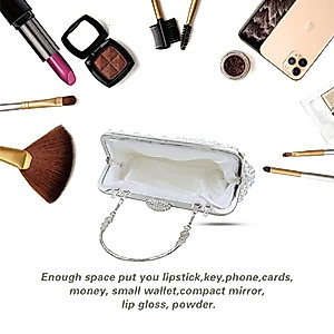 Women Pearl Clutch Pearl Beaded Purse and Clutch Elegant Formal Evening Bag Party Bridal Handbags (White)