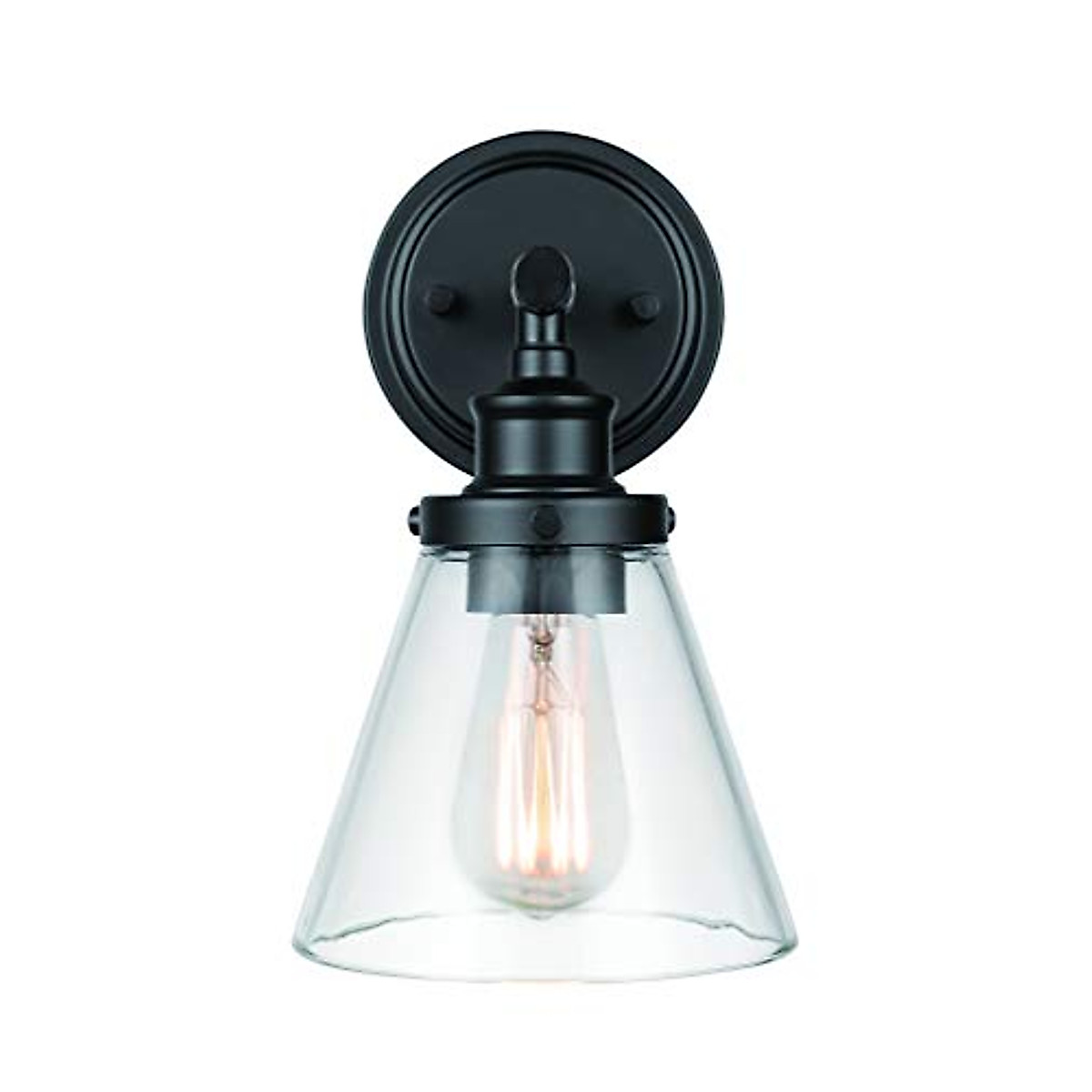 Globe Electric 44633 Parker 1-Light Outdoor Indoor Wall Sconce, Matte Black, Clear Glass Shade
