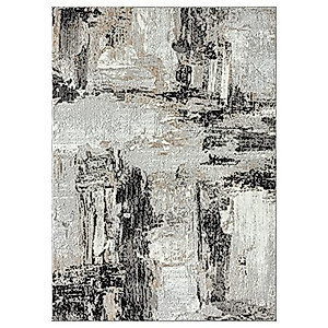 LUXE WEAVERS Camellia Collection 1660 Grey 9x12 Distressed Abstract Area Rug