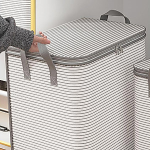 Heavy Duty Extra Large Clothes Storage, Foldable Blanket Storage Bags, Closet Organizers Storage Containers with Durable Handle for Clothing, Blanket, Comforter, Extra Large Storage Bags (60*45*60cm)