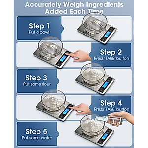 Nicewell Food Scale, 22lb Digital Kitchen Scale Weight Grams and oz for Cooking Baking, 1g/0.1oz Precise Graduation, Stainless Steel and Tempered Glass