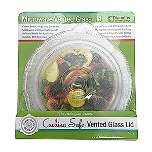 Cuchina Safe Vented Microwave Glass Lid and Bowl Cover; Perfect Lid for Bowls, Mugs, and Pots (8 inch - 1-Piece Set)
