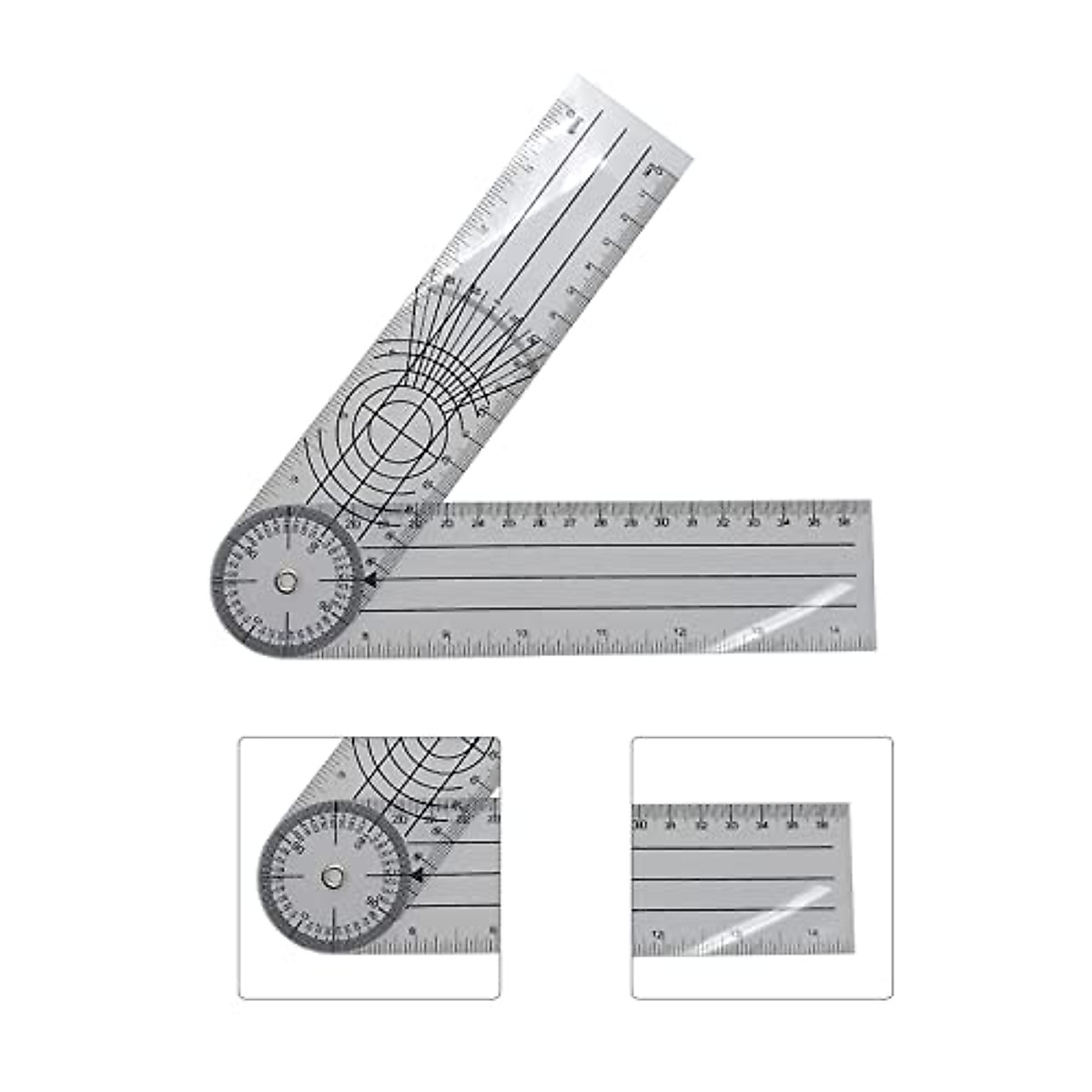 Tyenaza Angle Ruler Clear, Angle Ruler 360 Degrees Rotatable Flexible Frosted PVC Semi Transparent Clear Angle Finder for Student Office