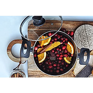 IMUSA USA 5 Quart Talent Master Line Nonstick Dutch Oven with Glass lid & Thermal Signal, Brown, (IMU-20077)