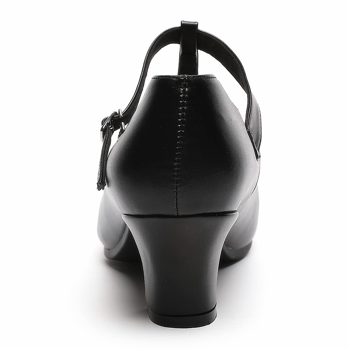 Women's Character Shoes Non-Slip Latin Salsa Ballroom Dance Heels T-Strap Wedding Pumps (7.5 / Black)