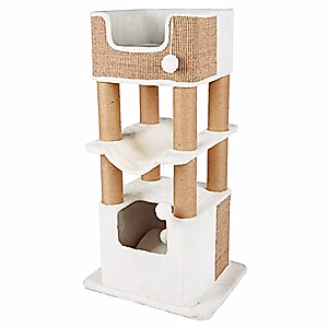 TRIXIE Lucano XXL 43-in Cat Tower, Sisal Scratching Posts, Cat Tree with Plush Condo, Cushions, Dangling Cat Toys, Brown