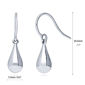 BERRICLE Sterling Silver Fashion Fish Hook Dangle Drop Earrings for Women, Rhodium Plated