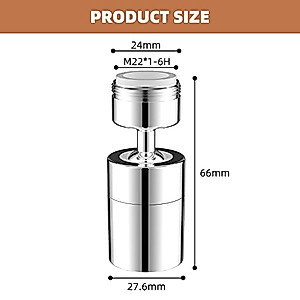 Sink Faucet Aerator, 360 ° Swivel Bathroom Faucet Aerator, Dual Function Kitchen Faucet Aerator,Big Angle High Pressure Large Flow Aerator,Polished Chrome-15/16 Inch-27UNS Male Thread