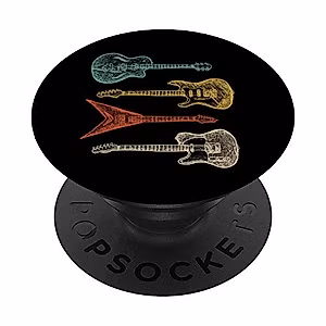 Distressed Retro Electric Guitars. Vintage Bass Guitar print PopSockets PopGrip: Swappable Grip for Phones & Tablets