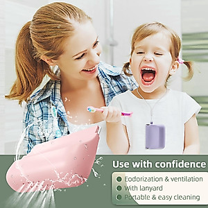 Nearockle 2 Pack Silicone Retainer Case with Lanyard, Soft Denture Case with Vent Holes Compatible for Invisalign, Portable Mouth Guard Case Travel Containers (Pink+Purple)