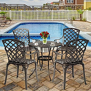 Giantex Patio Chairs Set of 2, Outdoor Dining Chairs Cast Aluminum, Durable Solid Legs, Bistro Chair w/Hollow Seat Back, Antique Armchairs for Lawn Porch Garden Backyard Poolside Deck