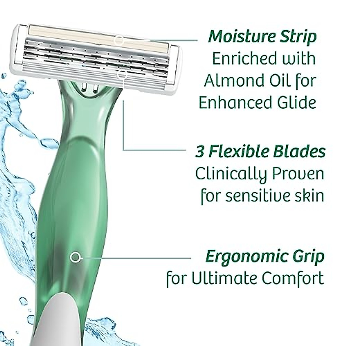 BIC Soleil Escape Women's Disposable Razor 3 Blade Set, Moisture Strip With Almond Oil, Lavender and Eucalyptus Scented Handles, Includes Bonus Caramel Apple, 8 Razors