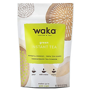 Waka Premium Instant Tea — Original Flavor Concentrated Green Tea Powder — No Sugar Added & Unsweetened — 100% Tea Leaves — 4.5 oz Bulk Bag for Hot or Iced Tea