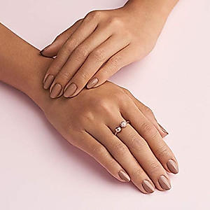 Pandora Polished & Pavé Bead Open Ring - Rose Gold Ring for Women - Gift for Her - 14k Rose Gold-Plated Rose with Cubic Zirconia - Size 7