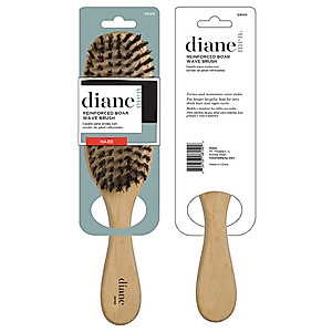 Diane Reinforced Boar Bristle Wave Brush for Men and Barbers – Hard Bristles for Thick to Coarse Hair – Use for Detangling, Smoothing, Wave Styles, Restore Shine and Texture
