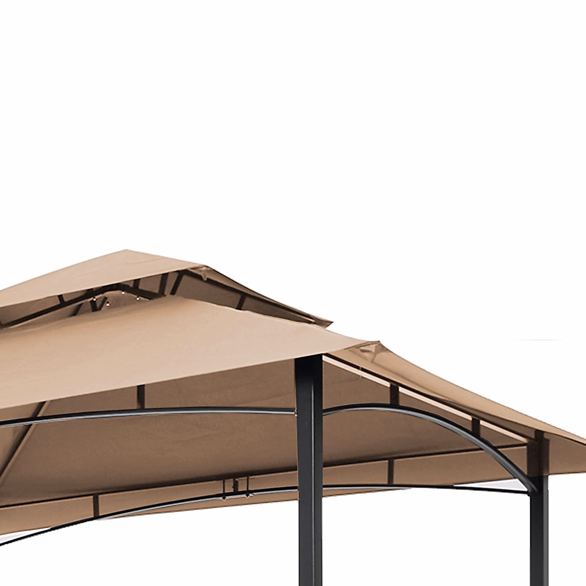 8x5 Ft Grill Gazebo Replacement Canopy Top Cover Double Tiered BBQ Gazebo Replacement Shade Cover (for 8x5 Ft Girll Gazebo Frame, Khaki-8x5 Ft)