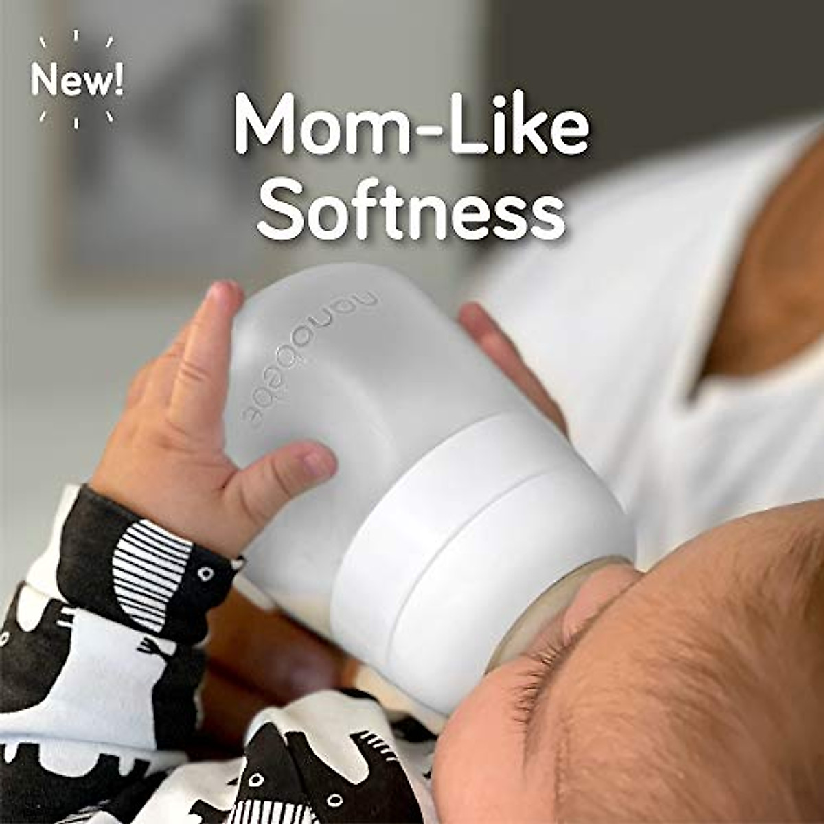 Nanobébé Flexy Silicone Baby Bottle, Anti-Colic, Natural Feel, Non-Collapsing Nipple, Non-Tip Stable Base, Easy to Clean, 3-Pack, Gray, 9oz