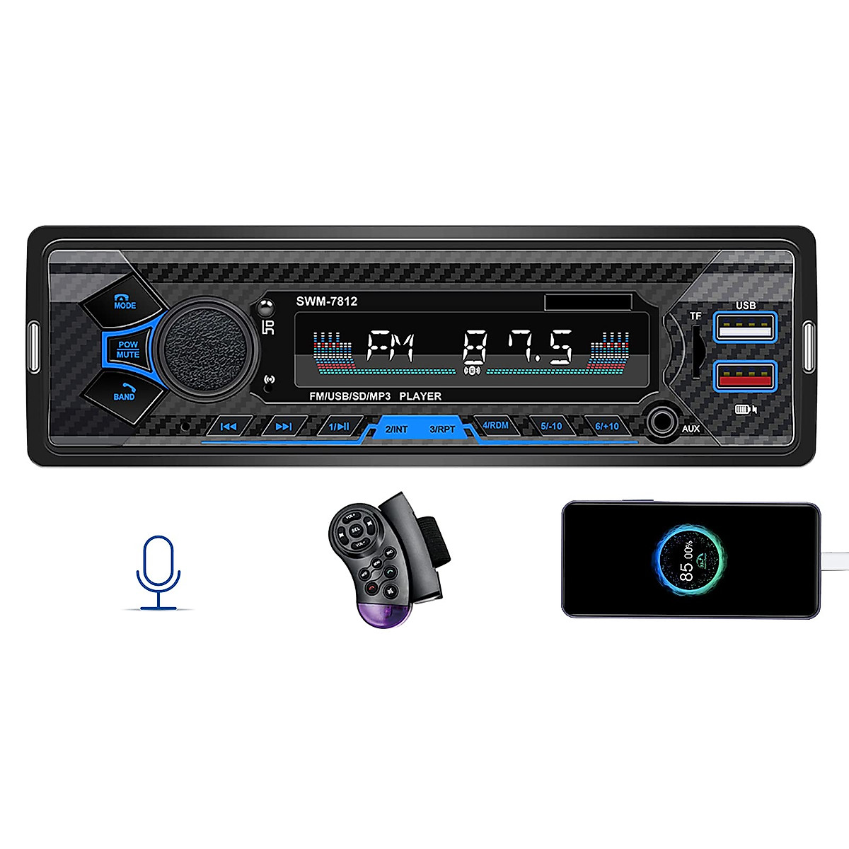 Bluetooth Single din car Stereo System for car, 7 inch Universal car Radio System for car,aftermarket car Radio,1 din car Radio,SWC/Subwoorf/BT