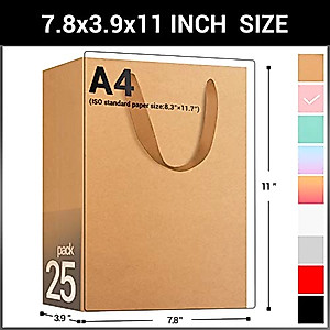 EUSOAR Shopping & Merchandise Bags, Medium Size 25pcs 7.8x3.9x11 inch Brown Kraft Paper Recyclable Gift Bags with Handle Bulk, for Party Favor Craft Retail Business Grocery Boutique Birthday Wedding