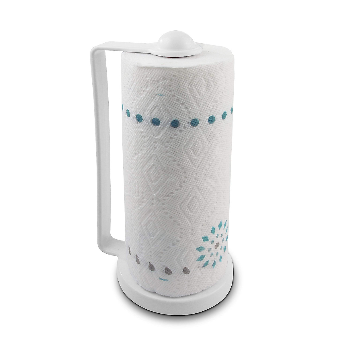 Spectrum Diversified Portable Holder Kitchen Countertop Storage, Durable Plastic Paper Towel Dispenser, Holds Standard & Jumbo Rolls, 6.5"L x 5.5"W x 13.5"H, White